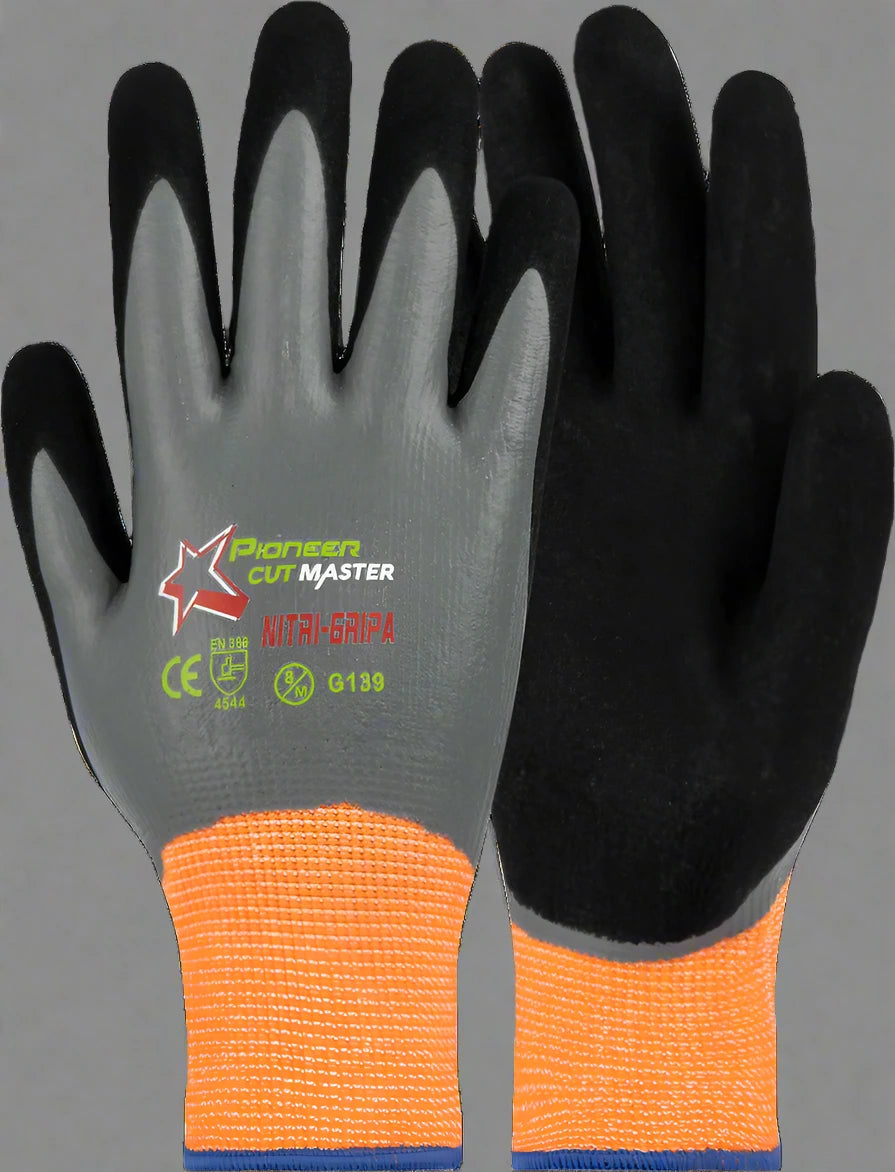 Cutmaster Nitri Grippa – Fully Dipped Waterproof Cut Glove – Solid ...