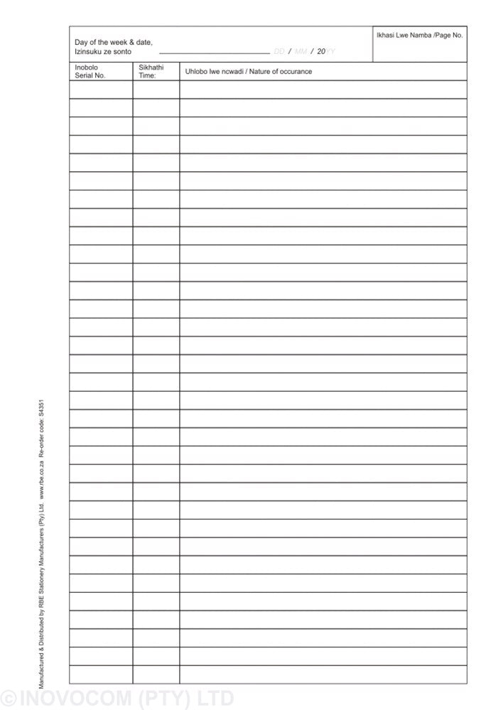 Security Books & Registers- Inturnal – Solid Safety and Stationers