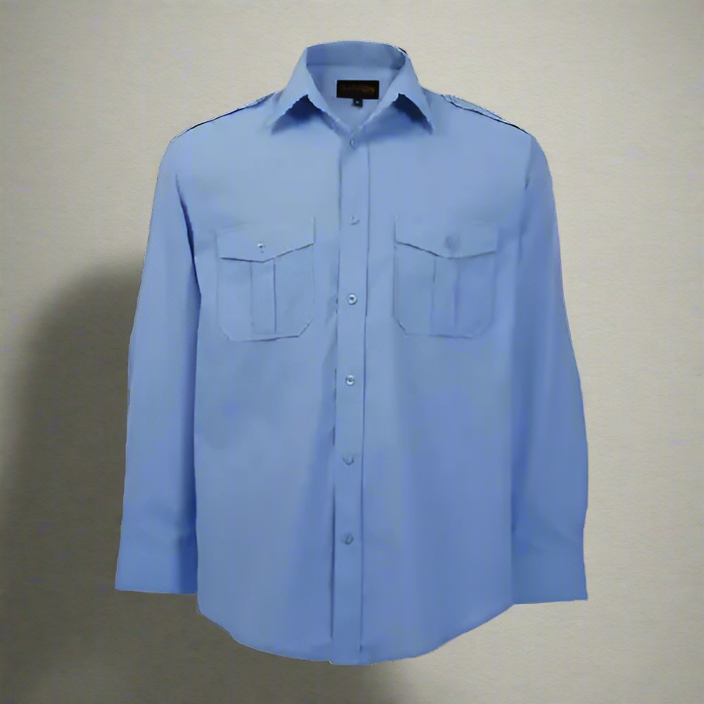 Long Sleeve Pilot Shirt – Raised Collar – Solid Safety and Stationers