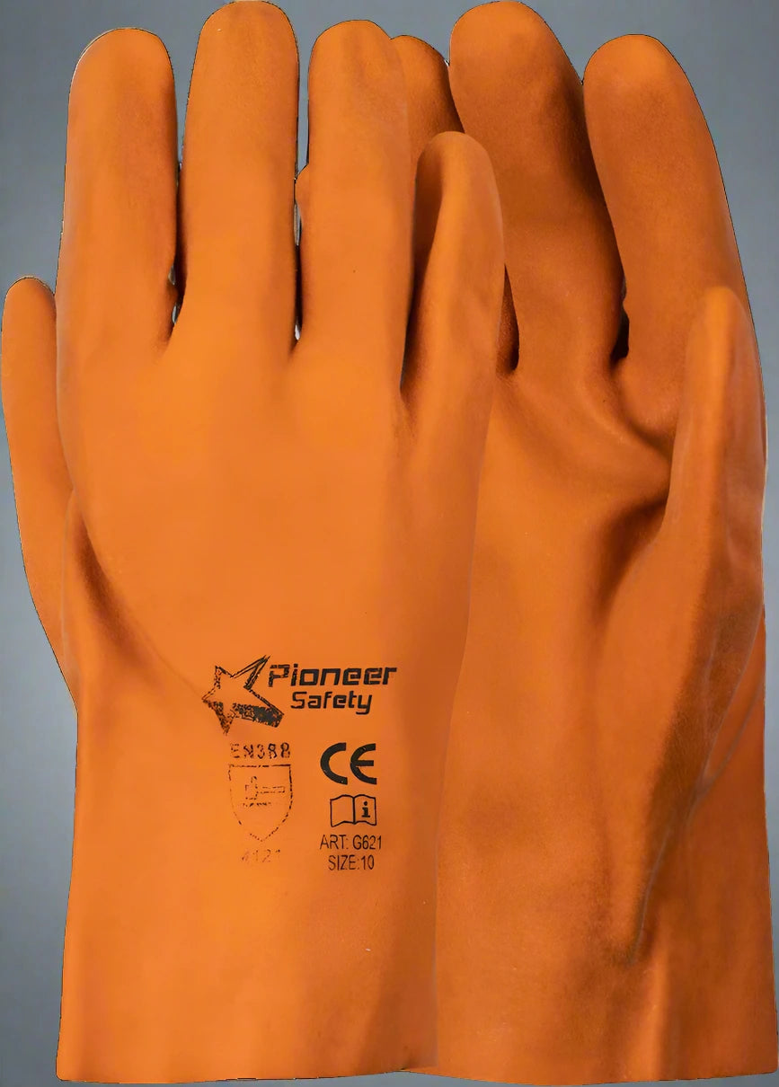 Orange Foam Grip PVC Glove 27cm – Open Cuff – Solid Safety and Stationers